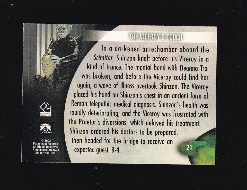 2002 Paramount Star Trek Nemesis Viceroy's Touch #21 | eBay