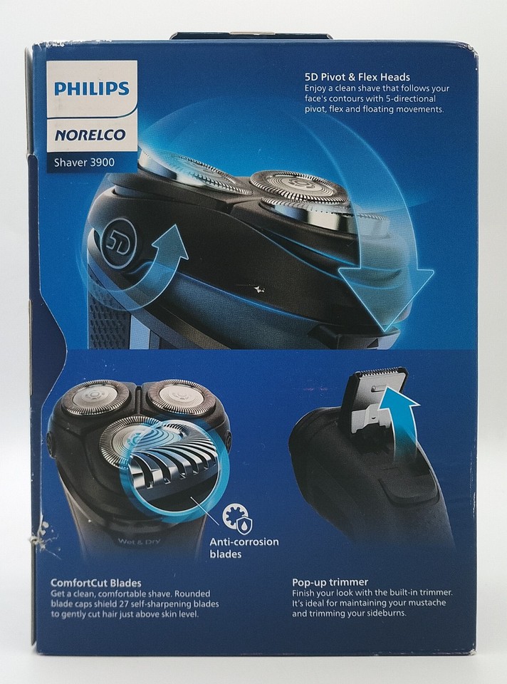 Philips Norelco Rechargeable Shaver 3900 with Pop-up Trimmer Wet & Dry ...