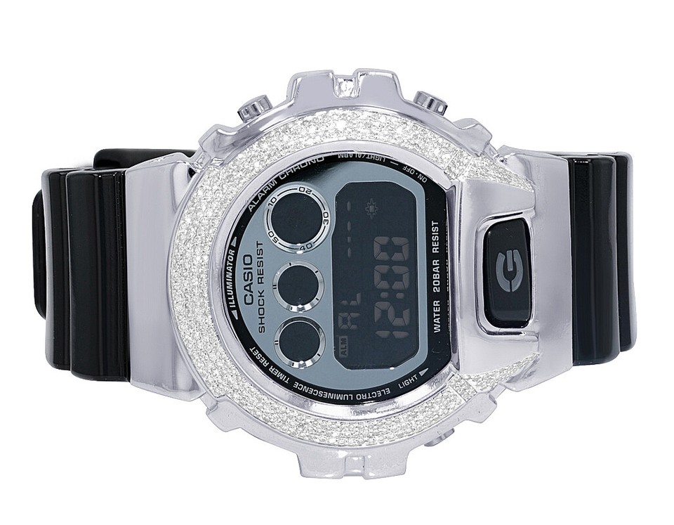 Casio G-Shock Black 6900 Semi-Iced Out Diamond Watch 1 1/2CT | eBay