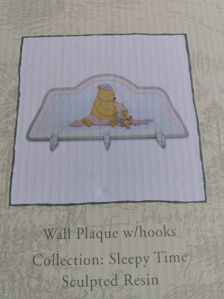 Winnie The Pooh Wall Plaque With Hooks Sleepy Time New Classic Nursery ...