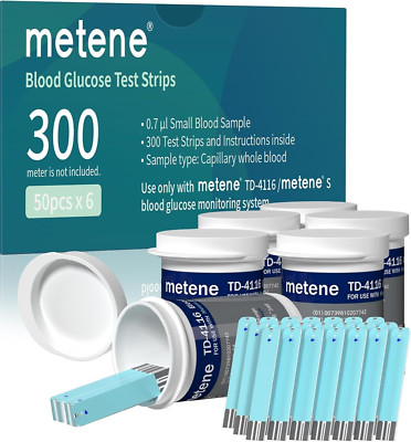 300 blood glucose test strips for use with metene blood glucose meter ...