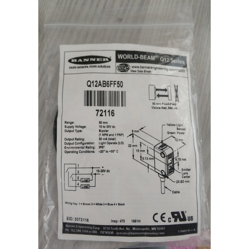 1PC New BANNER photoelectric sensor switch Q12AB6FF50 spot stock | eBay