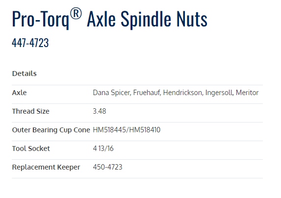 Genuine Stemco 447-4723 Pro-Torq Nut 447-4723 Axle Spindle Nut | eBay