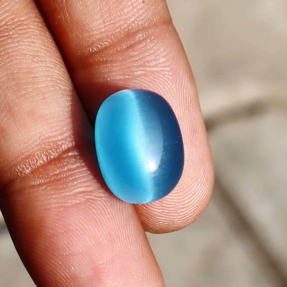 13.45Ct Oval Cabochon Cut Cats Eye Loose Natural Gemstone Ring Size ...