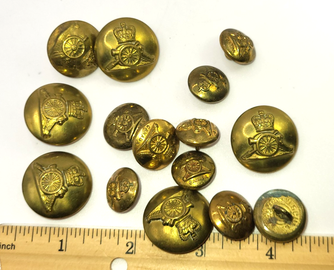 Vintage Canadian Military Artillery Uniform Buttons Mixed Lot of 15 ...