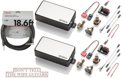 EMG 81X + 60X CHROME ACTIVE SOLDERLESS PICKUP SET SHORT SHAFT POTS ...