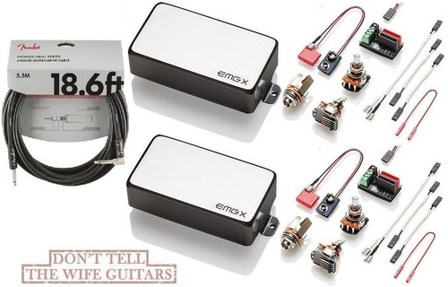 EMG 81X + 60X CHROME ACTIVE SOLDERLESS PICKUP SET SHORT SHAFT POTS ...