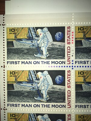 First Man on the Moon Air Mail 10 cent Stamp Full Sheet-1969 | eBay