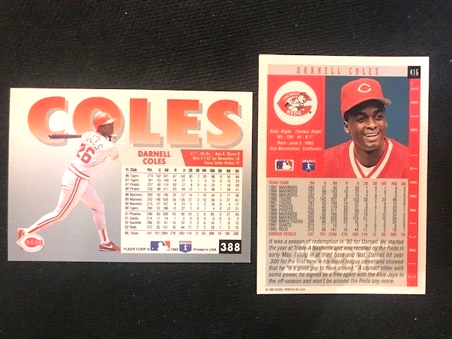 MLB - Darnell Coles 1993 Fleer & 1993 Score Baseball - Reds | eBay
