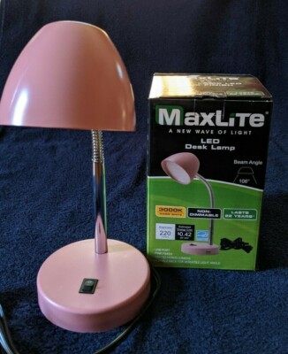 MaxLite LED Pink Desk Lamp/Light w/USB Charging Port,Home, Office, Dorm ...