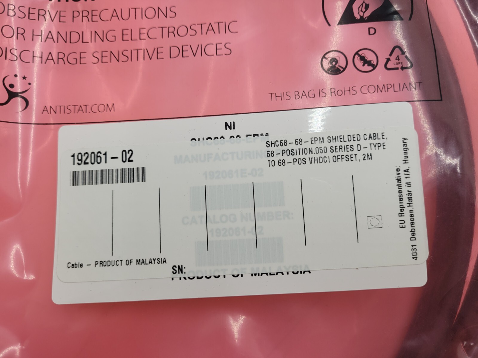 National Instruments 192061-02 Shc68-68-epm Shielded DAQ Cable 2 Meter ...