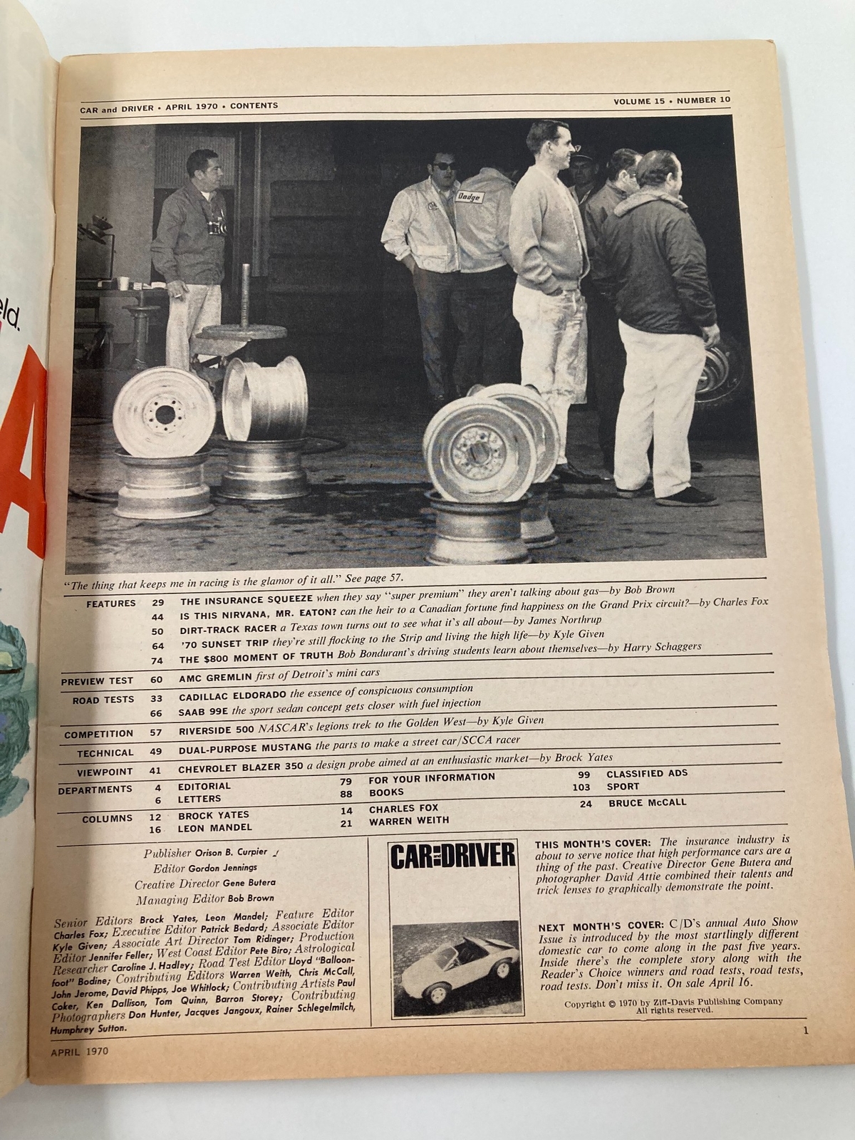 VTG Car and Driver Magazine April 1970 Insurance Squeeze High ...