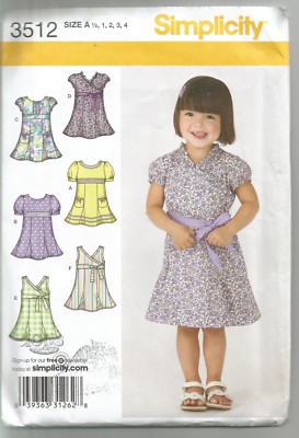 Simplicity Sewing Pattern 3512, Dress 4 Styles, Girls 6mths - 4yrs ...