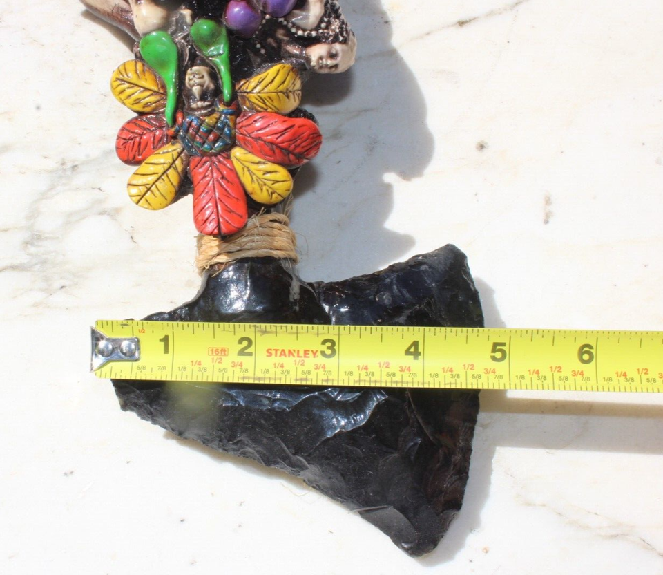 Aztec Mayan Obsidian Axe Spearhead Rare Vintage Folk Art Sacrificial 18 ...