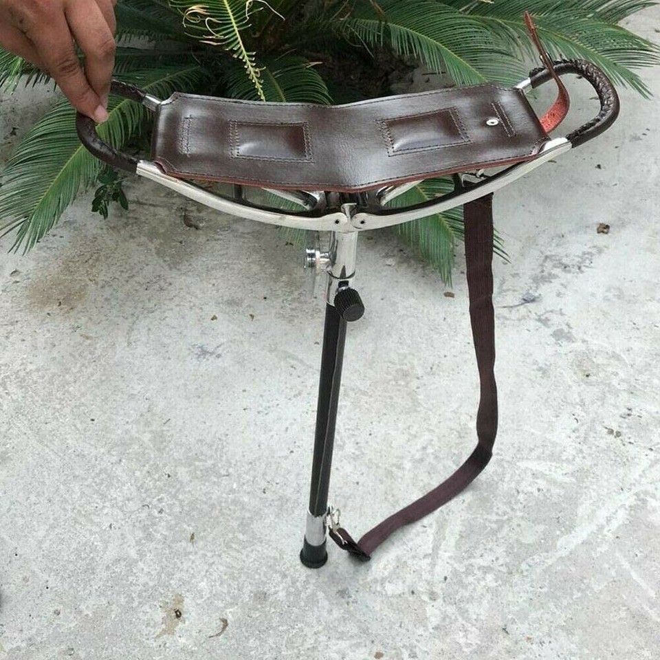 LEATHER ADJUSTABLE HUNTING SHOOTING STICK Walking Stick Chairs Stool (D ...