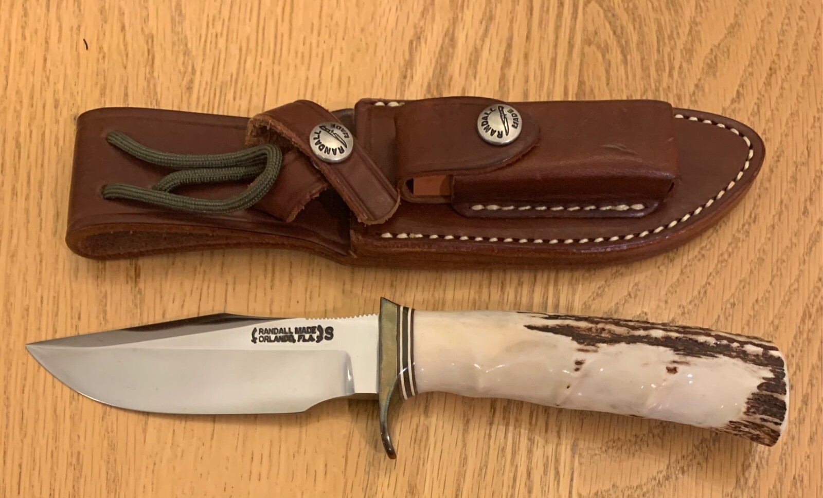 BEAUTY RANDALL FINGER GROOVE STAG #23 4 1/2" SS KNIFE W/ SHEATH NEVER ...