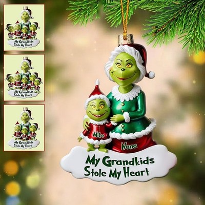 Grinch Mischief Christmas Ornament, Grinchy Grandkids Grandma Ornament ...