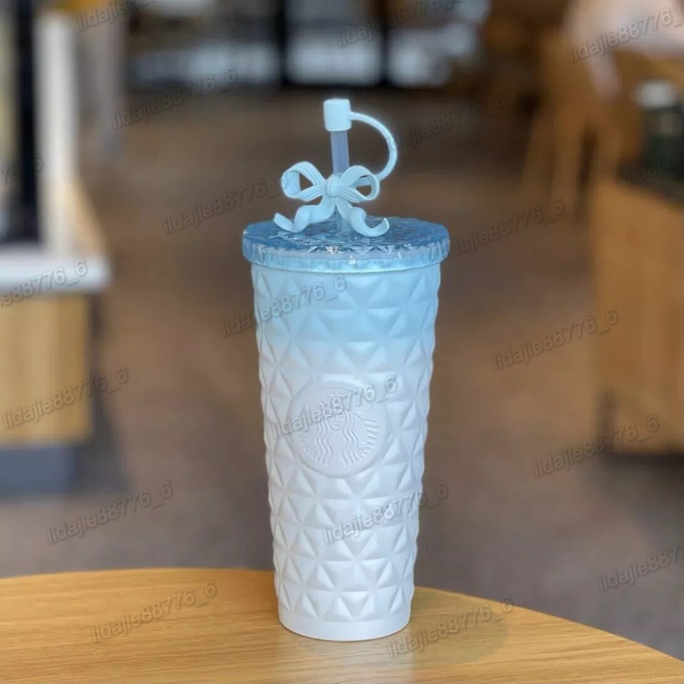 Starbucks Korea 2024 cup white and blue gradient SS Tumbler 591ml W/ Topper gift | eBay