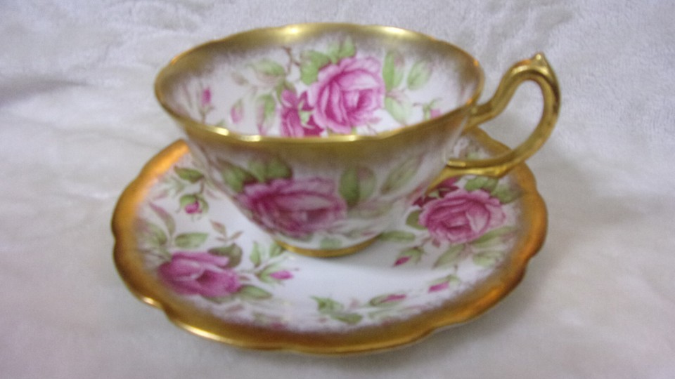 Royal Stuart Spencer Stevenson England Bone China GILT /Pink Roses Cup ...