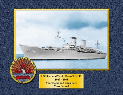 USS GENERAL W A MANN TP112 Custom Personalized Print of US Navy Gift ...