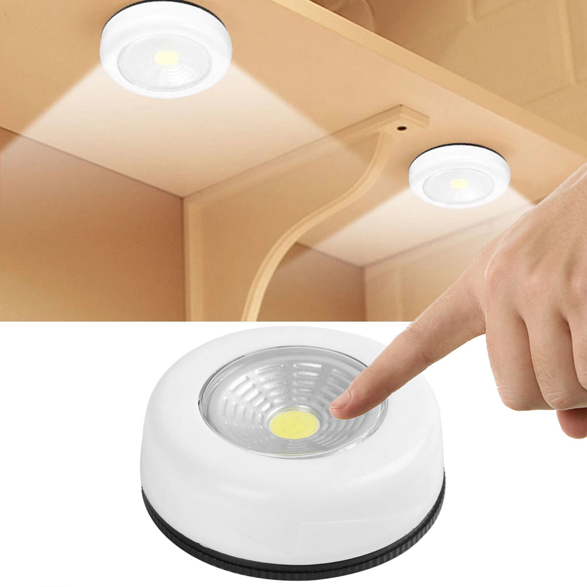 LED Puck Light 80lumens Touch Light Battery Powered Cabinet Lamp IPX4 ...
