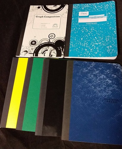 Lot of 6 Composition Books/Notebooks 100 Sheets College Ruled ...