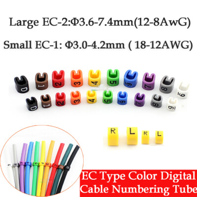 Digital Number Tube Wire Label Tube Cable Marker Colorful 0-9 EC-1/EC-2 ...
