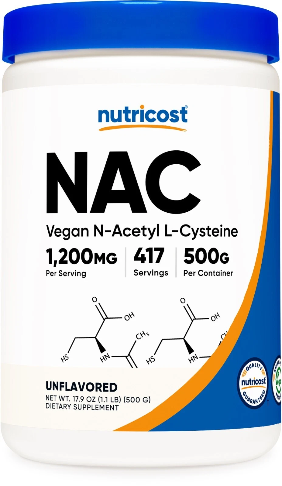 Nutricost N-Acetyl Cysteine (NAC) Powder 500 Grams - Non-GMO, Gluten ...