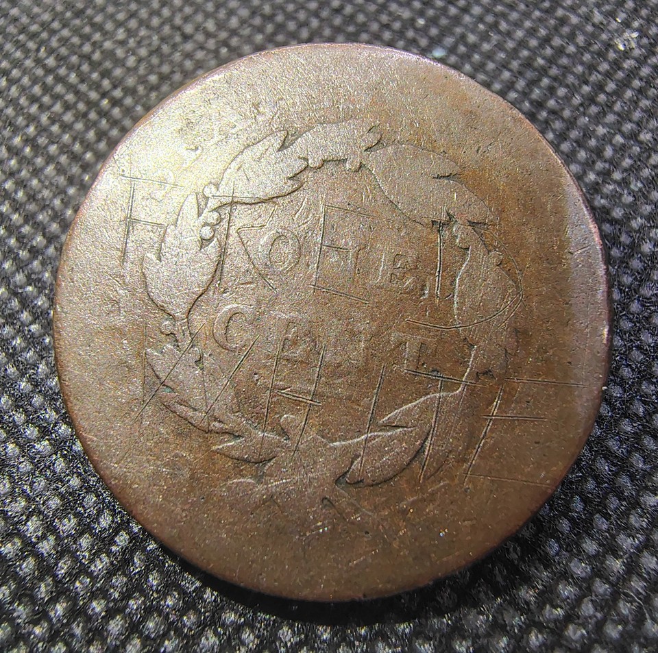 1818 USA Coronet Large Head Liberty One Cent Copper Coin Penny 1c ...