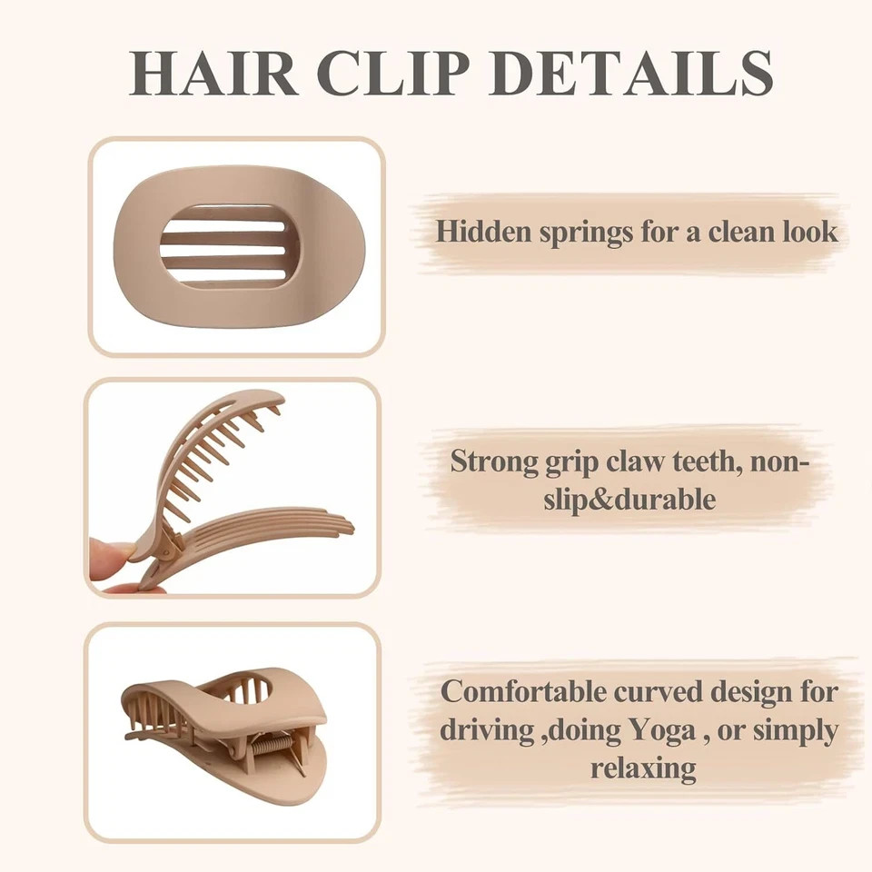 4Pcs Flat Hair Clips Matte Alligator Large Hair Claw Clips Thick Thin ...