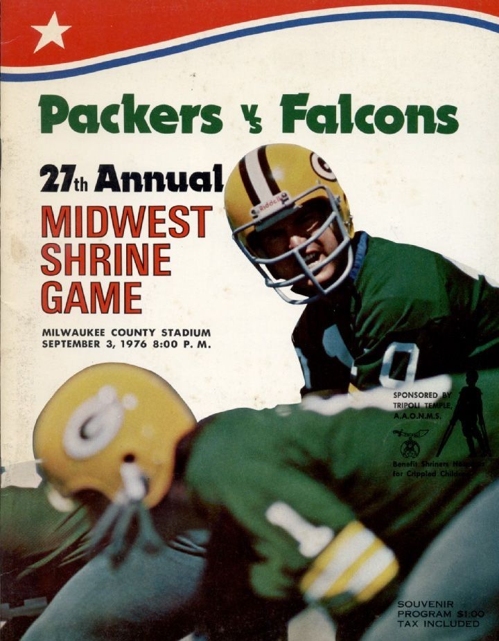 1976 Green Bay Packers vs. Atlanta Falcons Midwest Shrine Game Program ...