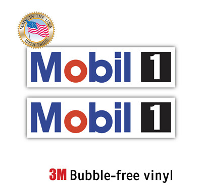 2X MOBIL 1 RACING OIL GAS RACING DECAL 3M STICKER MADE IN USA WINDOW ...