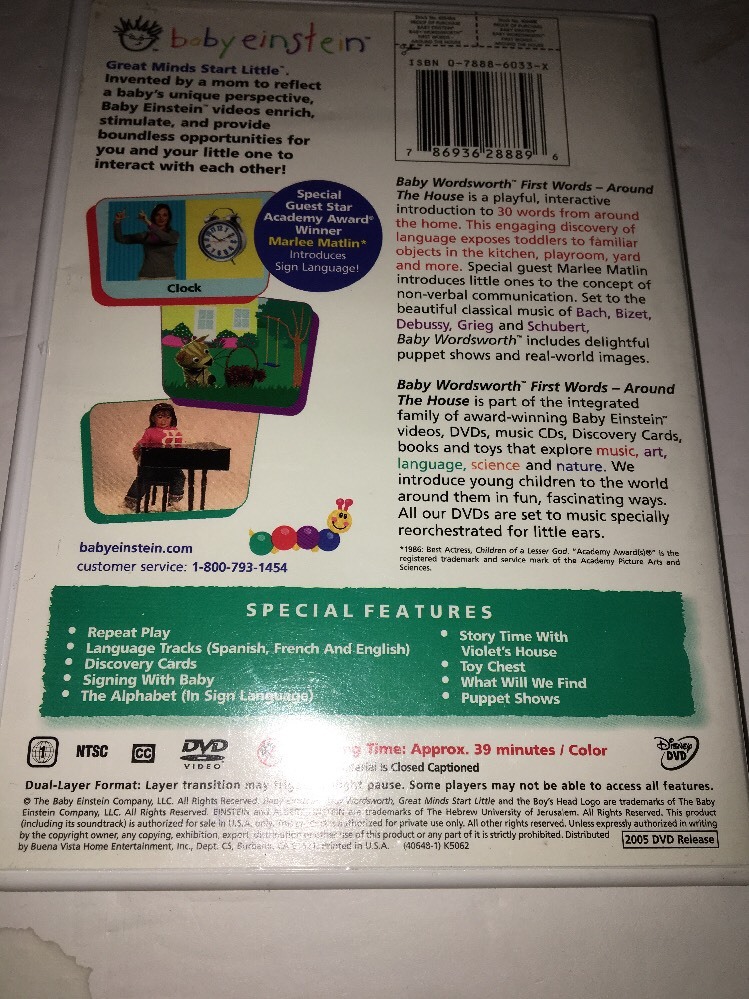 Baby Einstein-Baby Wordsworth/First Words-Around the House-DVD-RARE ...