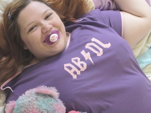 adult baby romper bodysuit button-up abdl print pink blue boy girl ...