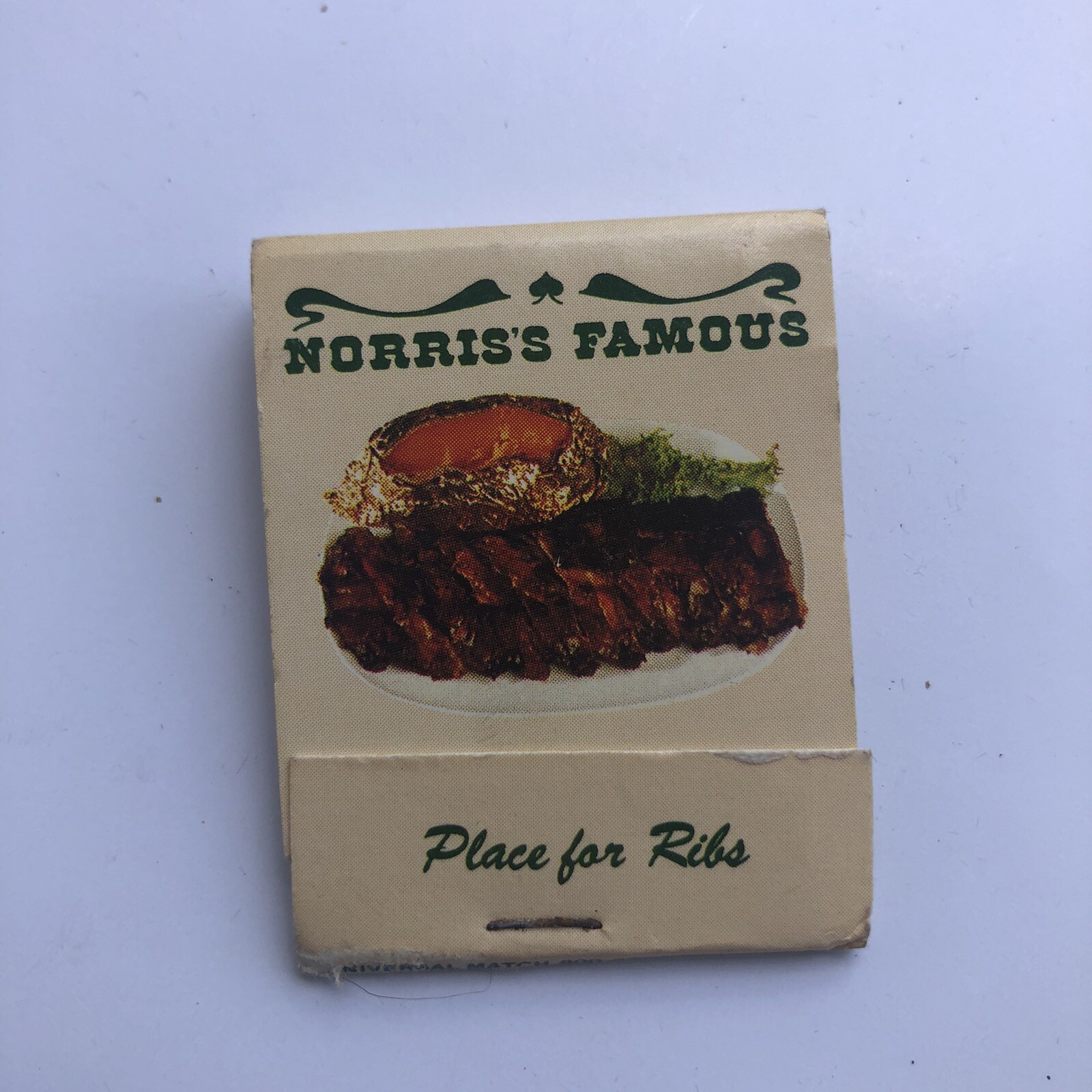 Vintage Restaurant Matchbook Norris's Famous Place For Ribs | eBay
