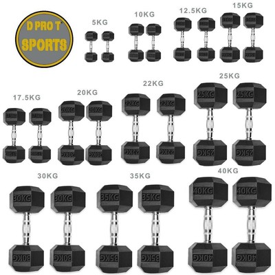 Hex Dumbbells Weights Rubber Encased Sets, Hexagonal Dumbbell Gym Pairs ...