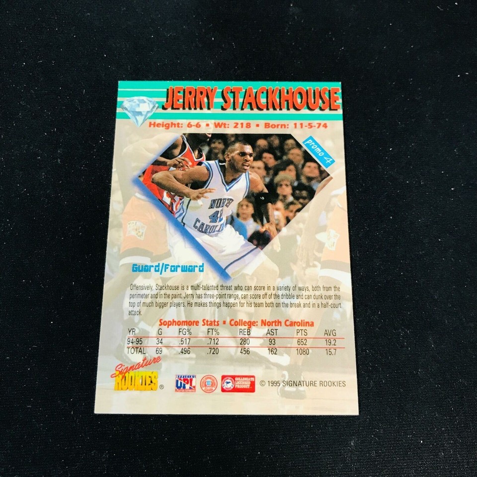 1995-96 Signature Rookies JERRY STACKHOUSE RC Draft Gems NC Tar Heels ...
