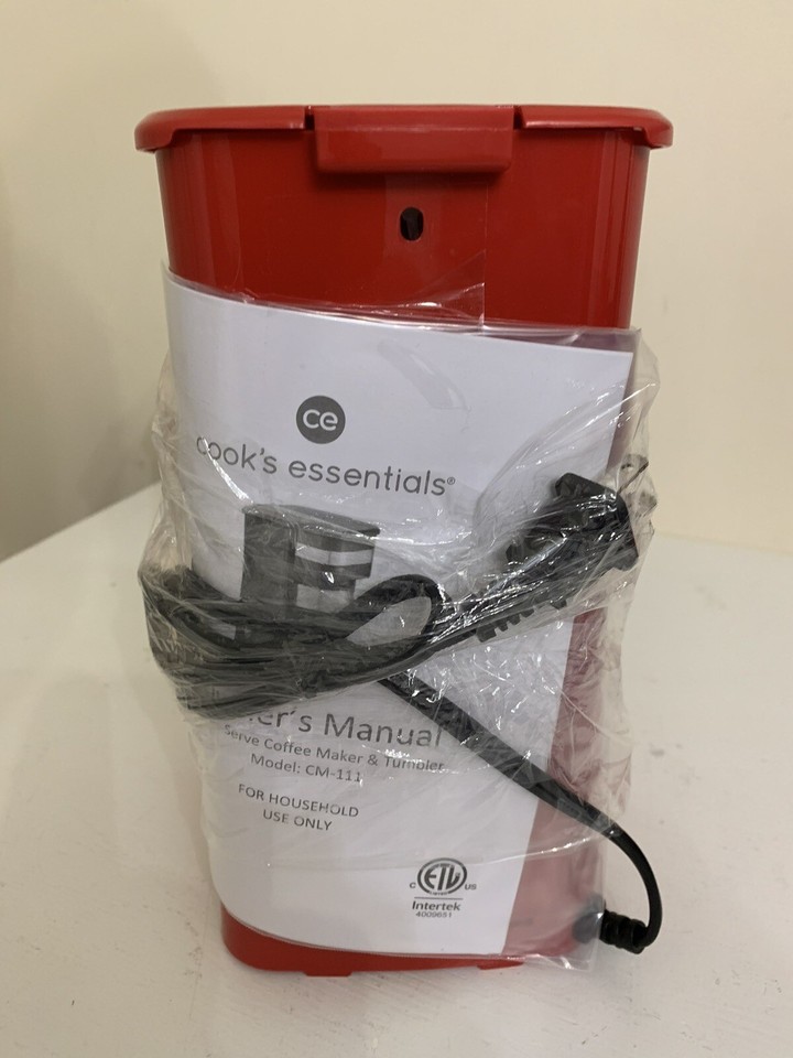 Cook's Essentials Single-Serve Coffee Maker w/ Tumbler in Red New | eBay