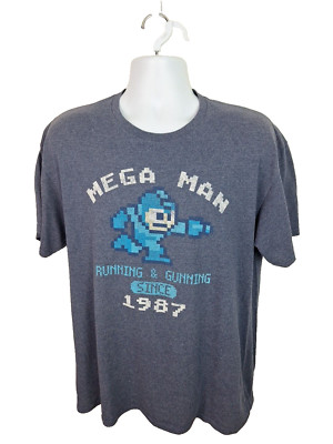 Official Megaman Running And Gunning Since 1987 Blue Tshirt Size Large ...