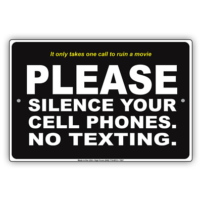 Please Silence Your Silent Cell Phones 8x12 Metal Sign Movies Church ...