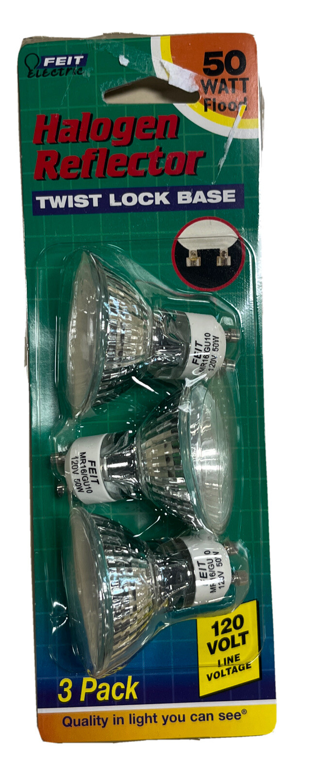 3 Feit Electric 50w Frosted Halogen Bulbs Gu10 Base 120 V Mr16 Flood ...