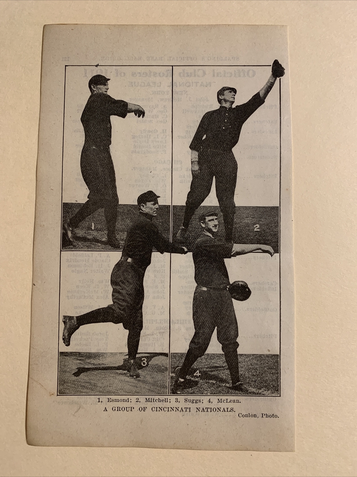 Cincinnati Reds George Suggs Mike Mitchell McLean 1911 Baseball Team ...