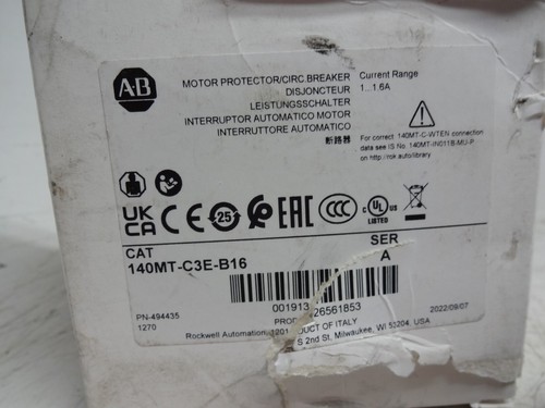Allen-Bradley 140MT-C3E-B16 Motor Protection Circuit Breaker | eBay