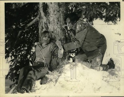 1977 Press Photo Actors Marianna Hill & Will Sampson in "Relentless ...