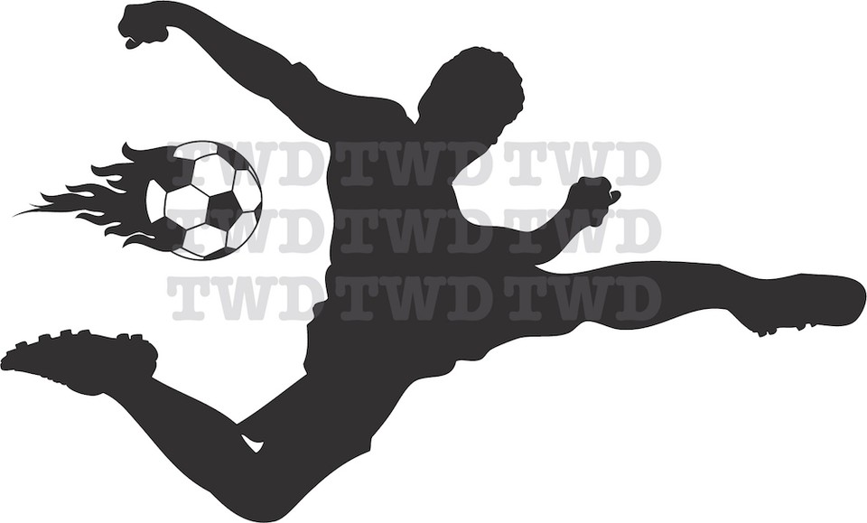 Soccer Wall Decal Soccer Player Bedroom Wall Vinyl Kids Flaming Soccer ...