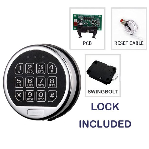 Gun Safe Lock Replacement Chrome Keypad Electronic Safe Lock With Swing ...