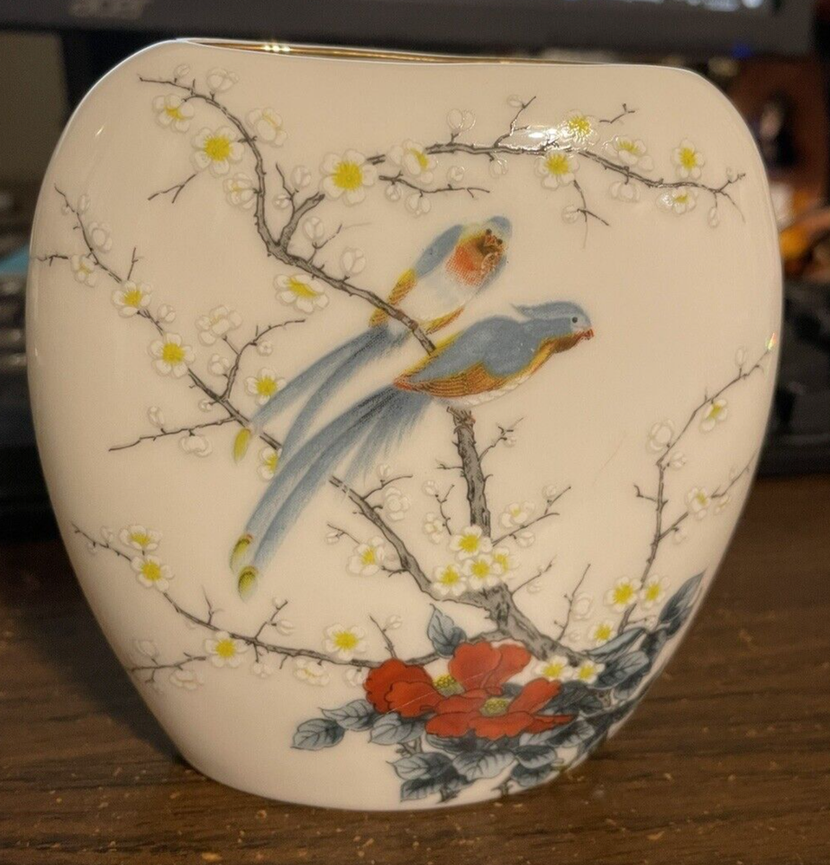 Vintage Jay Fine China Birds Floral Vase ~ Beautiful ! | eBay