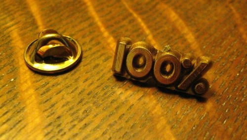 100% One Hundred Percent Vintage Lapel Pin - Perfect Achievement Award ...