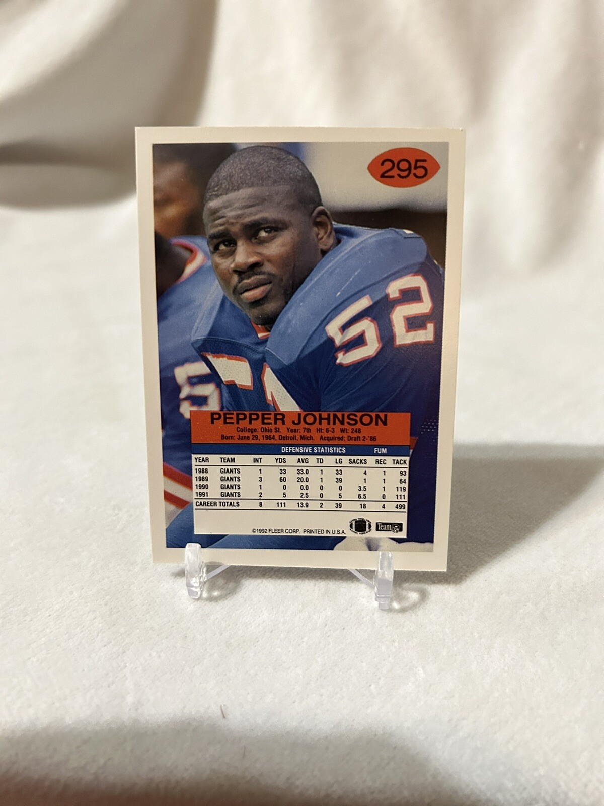 1992 Fleer Football #295 Pepper Johnson | eBay