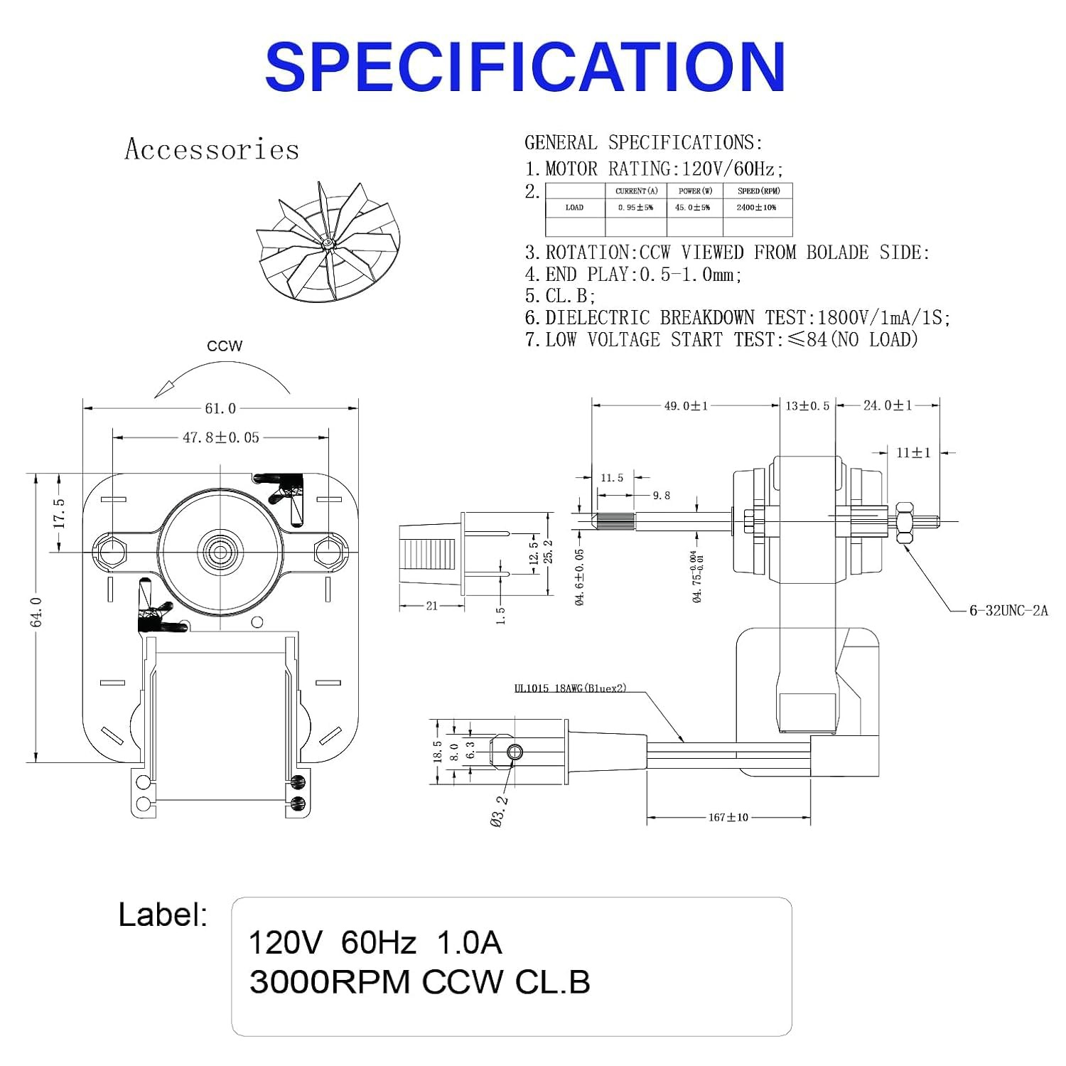 Bathroom Vent Fan Motor 120V 60Hz 1A Compatible with Nutone Broan,663 ...